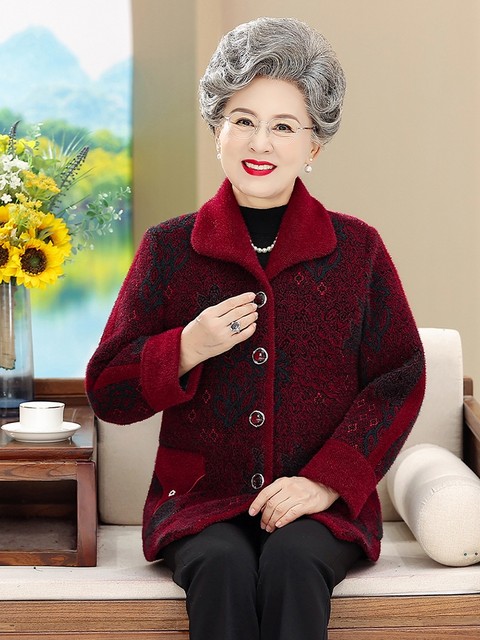 Middle-aged and elderly autumn and winter clothes for female mother ...