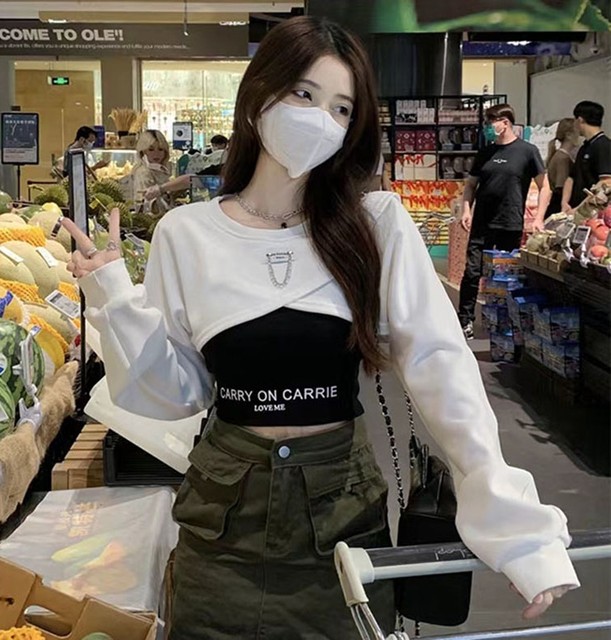 Sweet hot girl y2k clothes jazz dancing jazz tops female kpop layered ...