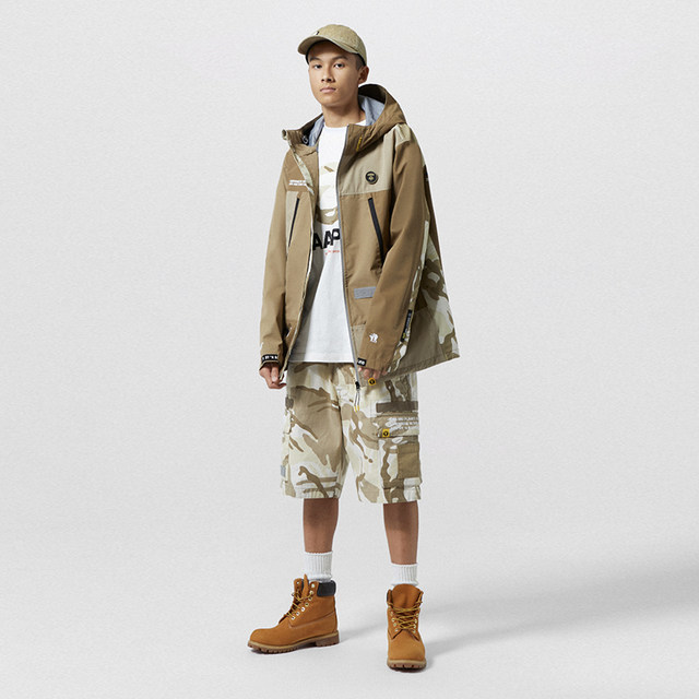 AAPE men's autumn and winter ape face badge letter print mountain ...