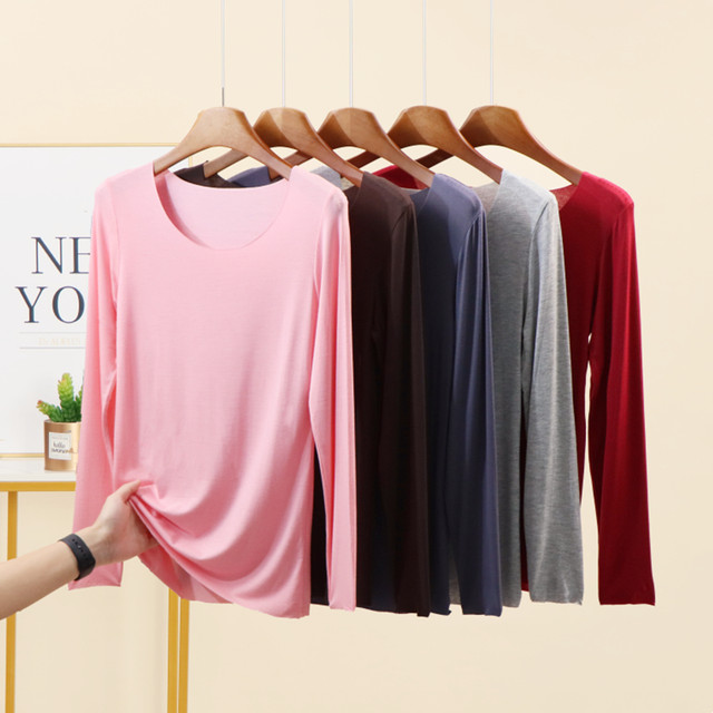 Modal Solid Color Seamless Long Sleeve T-shirt Women's Autumn Slim Fit ...