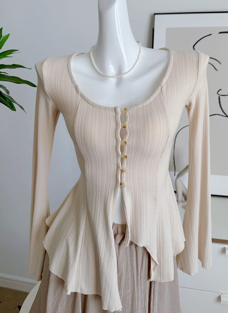 Real-life Zen irregular dance style top/skirt chic flared sleeve top ...