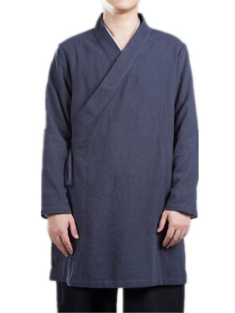 Chinese style men's clothing linen long coat hemp material large size ...