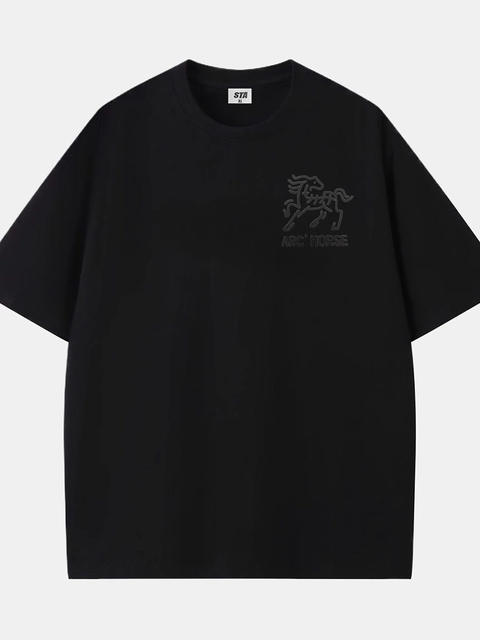 The twelve zodiac horse ~ 260g 100% cotton 2025 spring new men's short-sleeved T-shirt trend