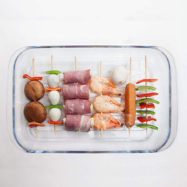 Phoenix tempered glass rectangular tray large striped fruit plate ...