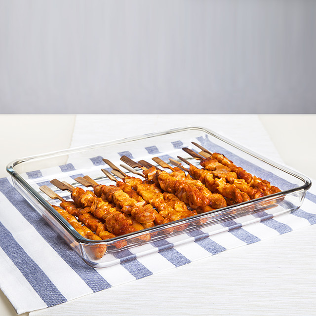 Phoenix tempered glass rectangular tray large striped fruit plate ...