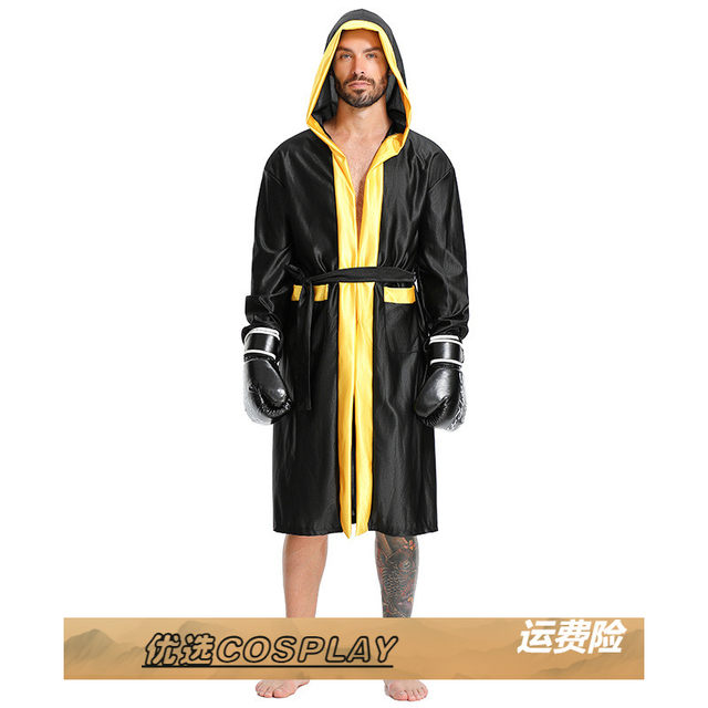 Halloween adult male cosplay boxer game clothing shirt black hooded ...