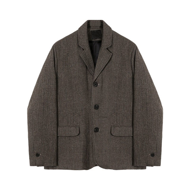 Autumn and winter high -level sensory woolen suits men's Korean version ...