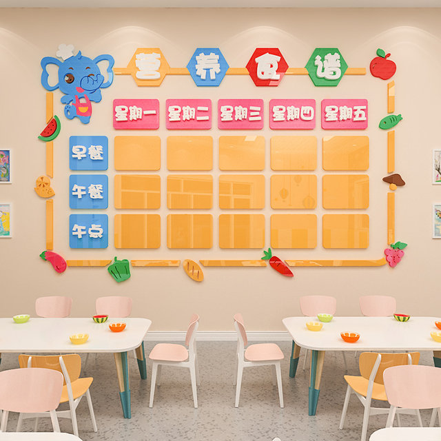 Kindergarten recipe display board wall decoration acrylic 3d three ...