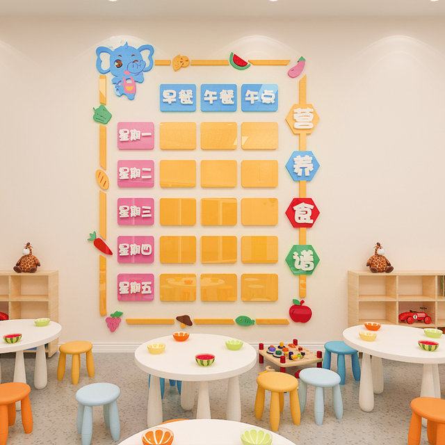 Kindergarten recipe display board wall decoration acrylic 3d three ...