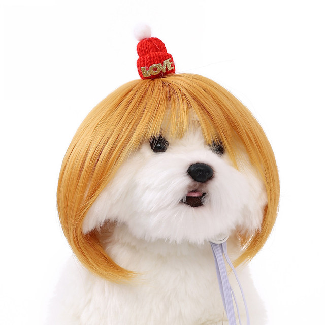 Pet wig set dog wig cospla props pet headdress dog headdress funny ...
