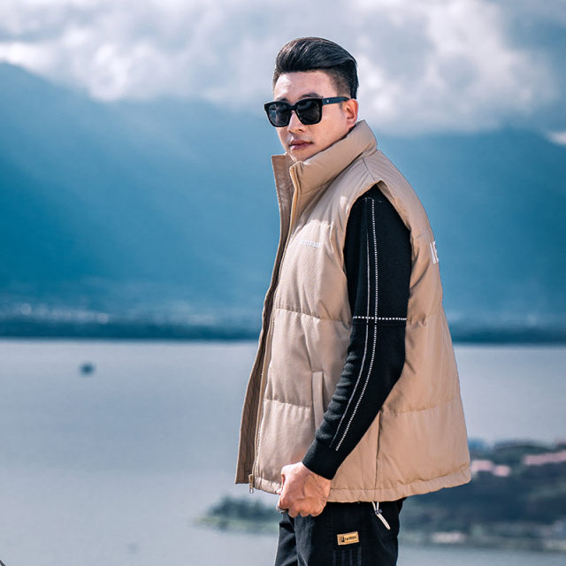 GxxH large size men's 2023 winter new down cotton vest men's thickened warm vest vest jacket