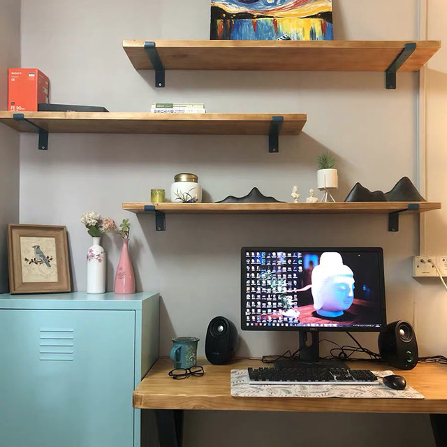 Log wall storage rack, one-piece partition, solid wood wall bookshelves ...