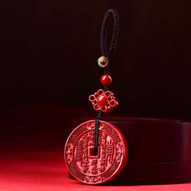 Natural imperial red cinnabar mountain ghost money pendant men's ...