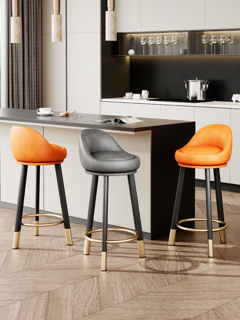 Bar chair modern simple bar chair rotatable backrest stool household ...