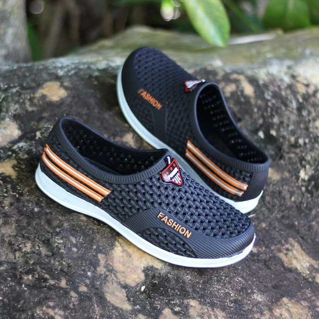 Anti-slip bag head hole shoes soft sole men's summer student beach ...