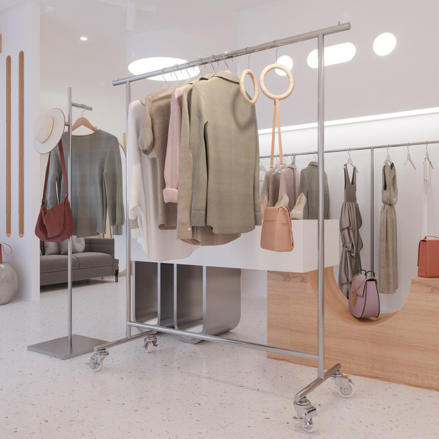 Clothing store hanger stainless steel silver Nakajima floor-standing ...
