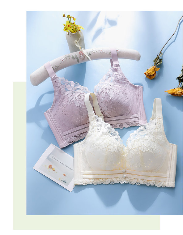 Summer breathable hole cup underwear women's thin section big breasts showing small breasts ...