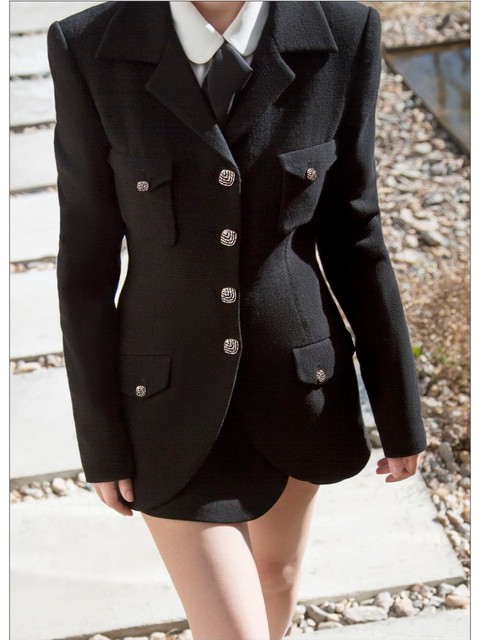 High-end customized goddess boutique wool heavy metal buckle suit ...