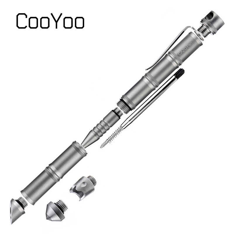 Stylo Tactique Cooyoo Cazo - Alliage Bambou EDC Outil de Défense