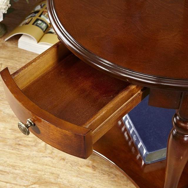 European coffee table solid wood round simple small round table side ...