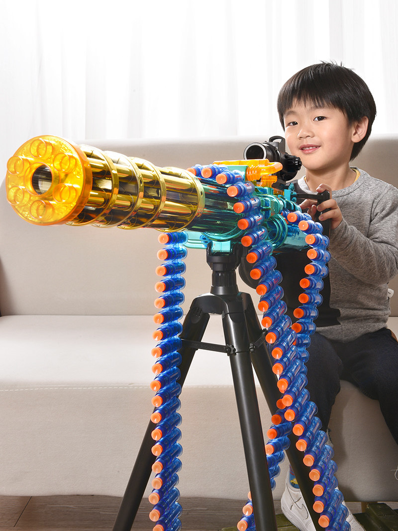 Jia qi Golden Gatlin Electric Toy Gun - Simulated Soft Shotgun Machine Gun