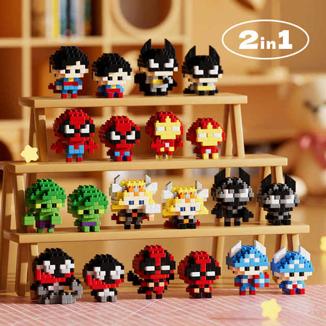 2024 Marvel Iron Man Spider -Man Little Granules Puzzle Lauding Blocks ...