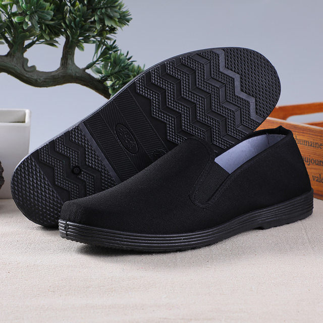 Old Beijing cloth shoes men's breathable work shoes all black one ...