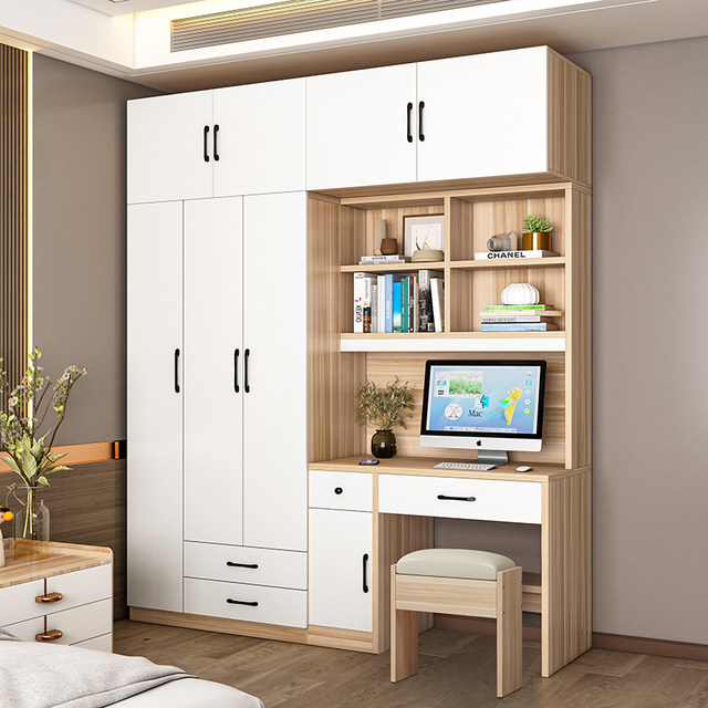 Simple desk with wardrobe integrated children's room computer desk ...