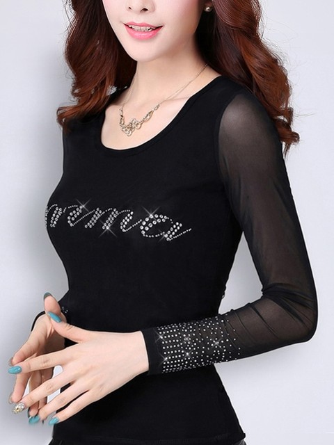 2025 spring new base shirt for women mesh outer clothes and black tops ...