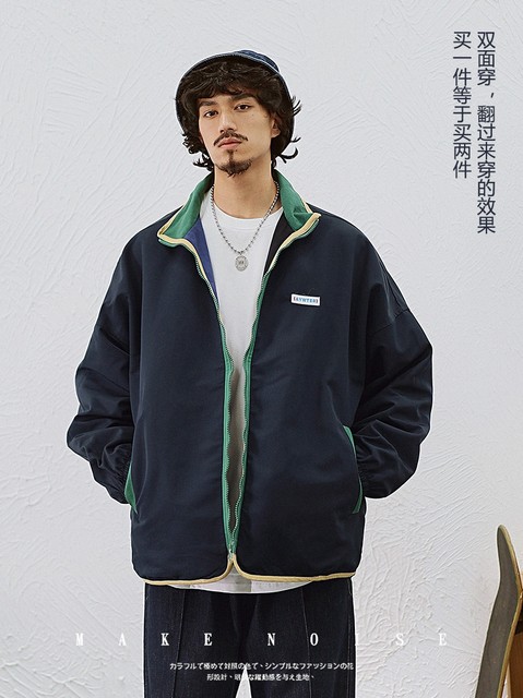 Yuppie noise-making trendy brand jacket men's color-blocking Japanese ...