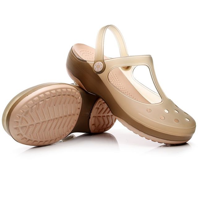 JDOV Crocs women's summer thick-soled non-slip outer slippers Baotou ...