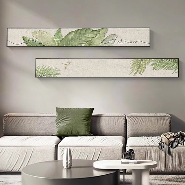 Leaves small fresh light luxury living room decorative painting texture ...