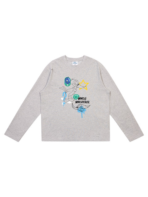 BEASTER ripped wear pattern long-sleeved T-shirt trendy and versatile ...