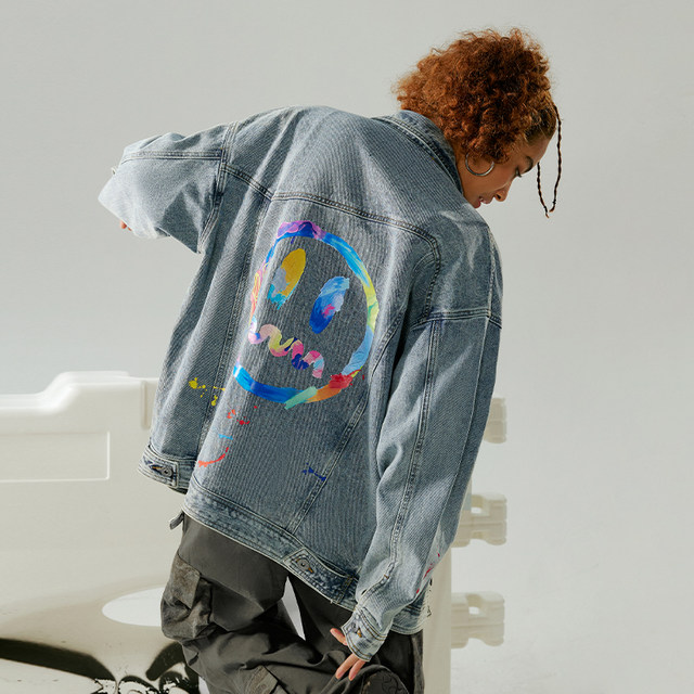 BEASTER oil painting grimace trend jacket men's autumn color splash ink ...