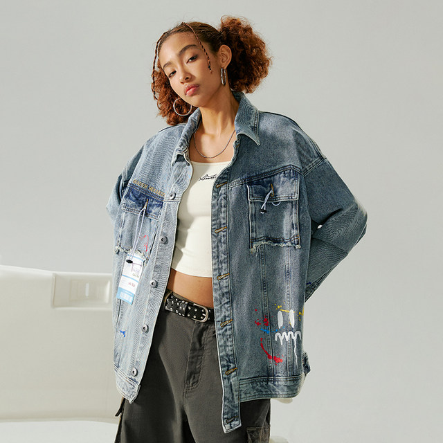 BEASTER oil painting grimace trend jacket men's autumn color splash ink ...