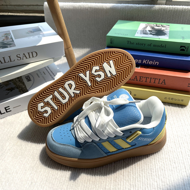 Hulan yellow color-blocking bread shoes for women ins Korean style ...