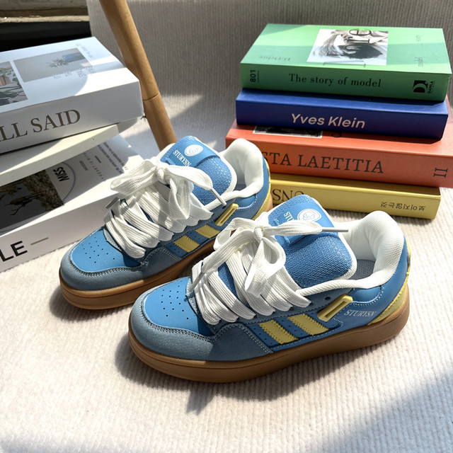 Hulan yellow color-blocked bread shoes for women ins Korean style ...