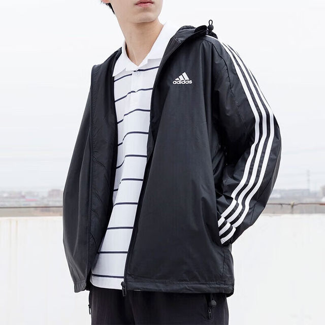 Adidas men's new outdoor running sportswear casual windproof hooded ...