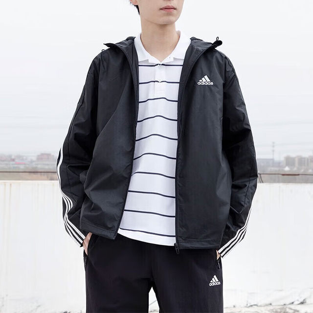 Adidas men's new outdoor running sportswear casual windproof hooded ...