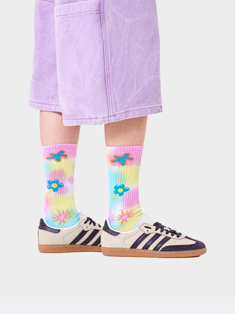 Happy Socks design tie-dye powder mid-tube socks for women ins trendy ...