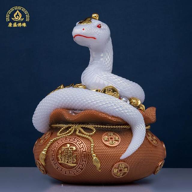 White marble python real body blessing bag fortune ornaments twelve ...