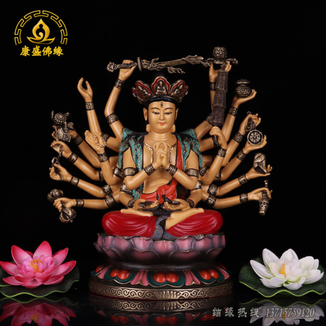 Pure copper gilt statue of Chunti Buddha mother-in-law, Tibetan Tantric ...