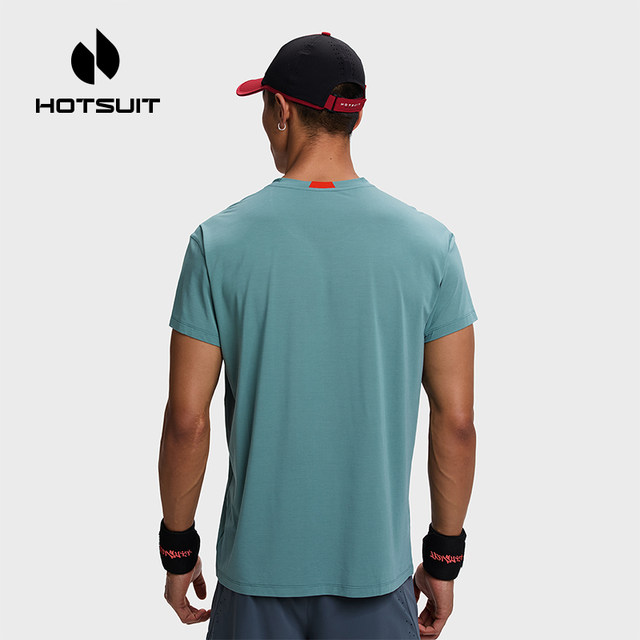 hotsuit back show sports short-sleeved T-shirt men's summer fitness running training sweat ...