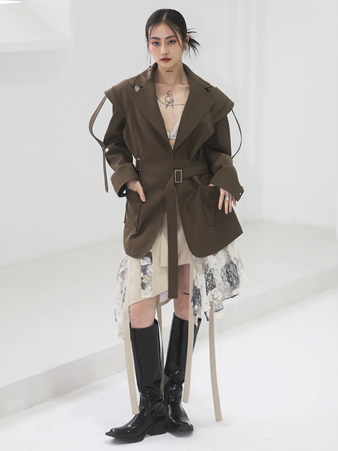 JNYLON independent designer brand hollow streamer line adjustable waist ...