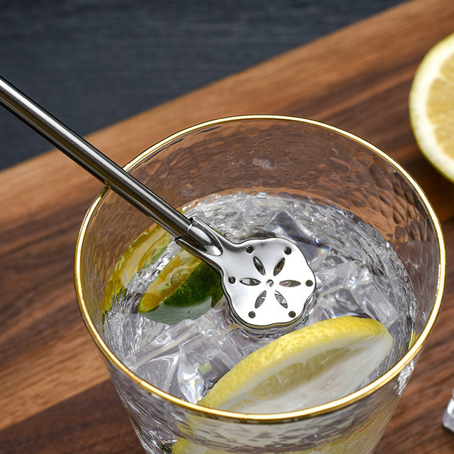 Extended straw spoon 304 stainless steel milk tea mixing and filtering ...