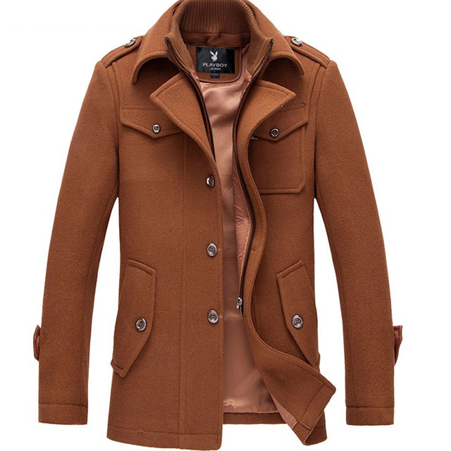 Playboy autumn and winter middle-aged woolen jacket men's medium-length ...