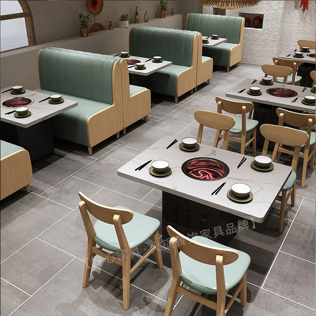 Marble slate smokeless hot pot barbecue restaurant table induction ...