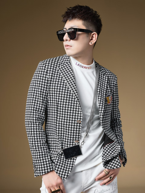 ZOUK British style men's houndstooth high-end suit jacket men's ...