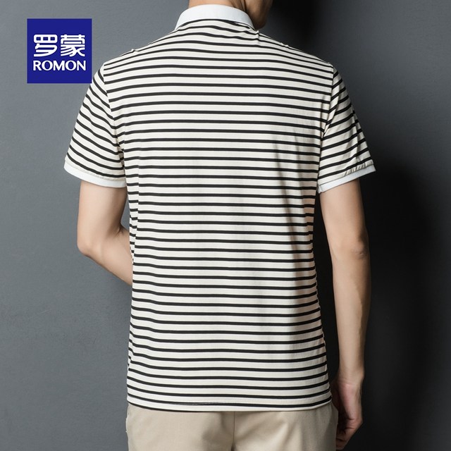 Romon polo shirt men's short-sleeved summer new loose business belt ...