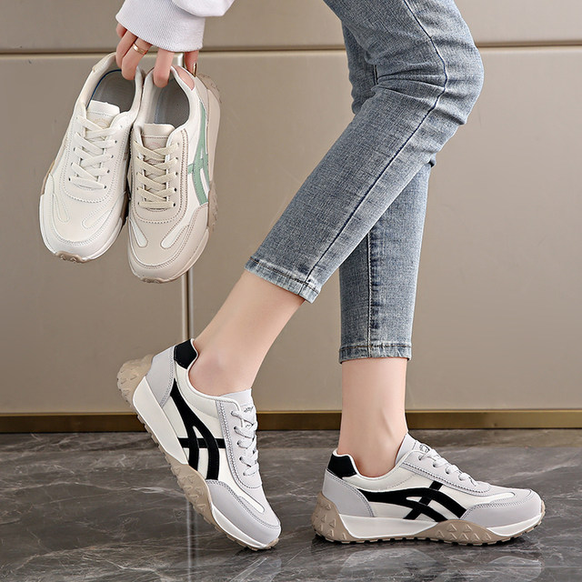 Putian sports white shoes for women 2025 spring new genuine leather ...
